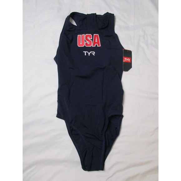 TYR | Swim | Tyr One Piece Swimsuit 38 Navy Team Usa Water Polo Breakaway Zip Back | Poshmark